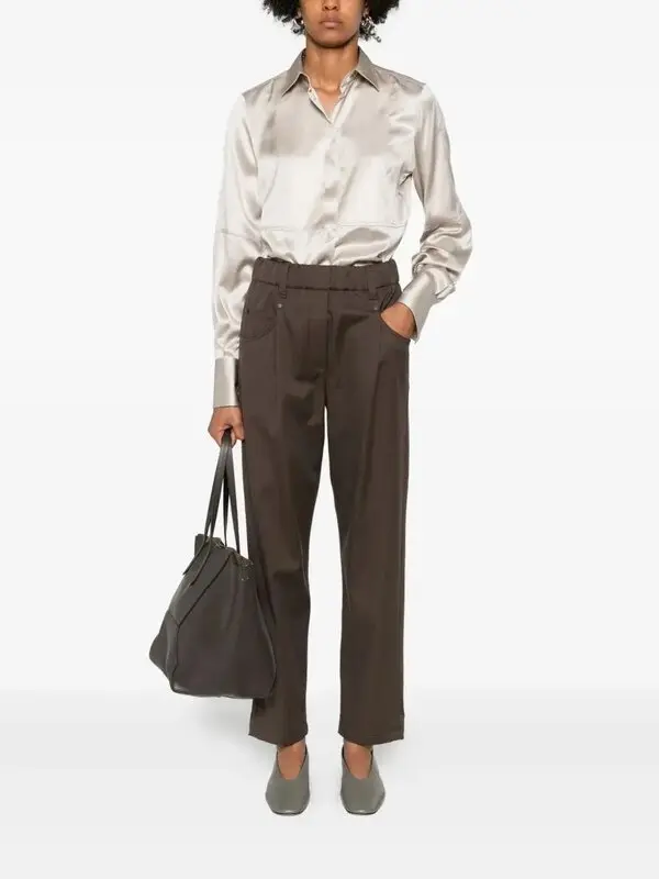 Brunello Cucinelli Silk Satin Shirt With Monili