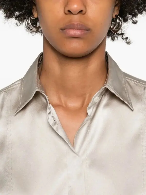 Brunello Cucinelli Silk Satin Shirt With Monili