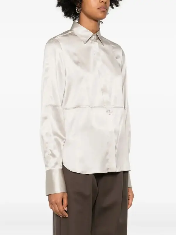 Brunello Cucinelli Silk Satin Shirt With Monili
