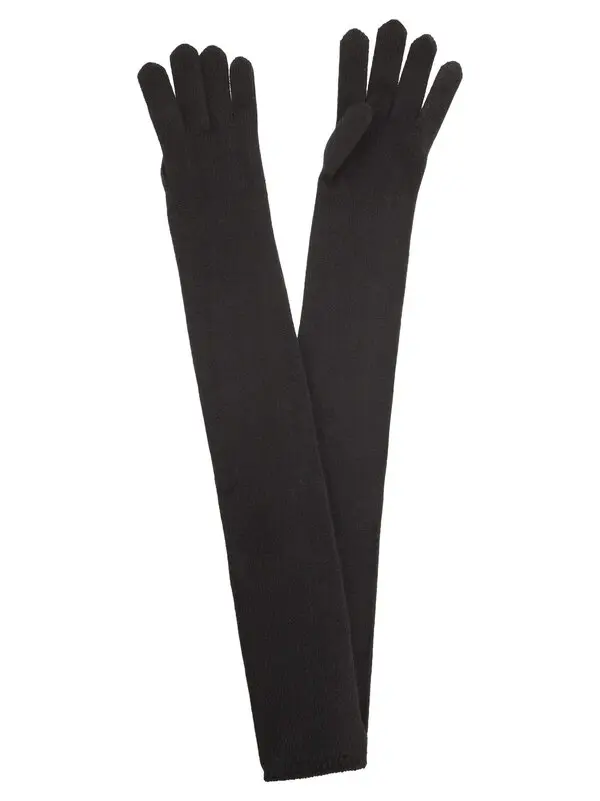 Max Mara Timor Cashmere Long Gloves - Black