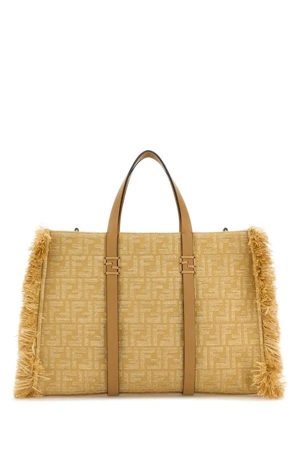 Fendi Embroidered Canvas Raffia Bag - Multicolor