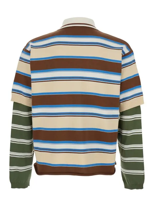 Dsquared2 Polo Shirt With Logo Lettering On The Front And All-over Striped Print In Cotton For - Multicolor