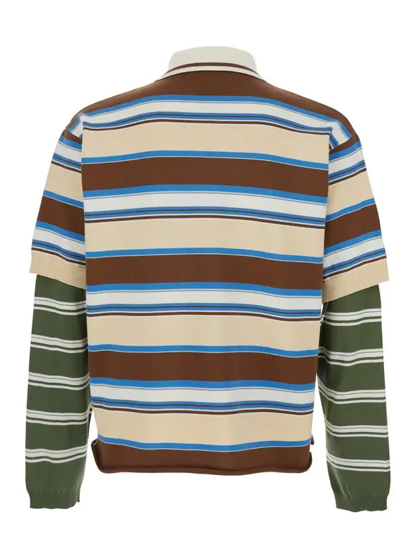 Dsquared2 Polo Shirt With Logo Lettering On The Front And All-over Striped Print In Cotton For - Multicolor