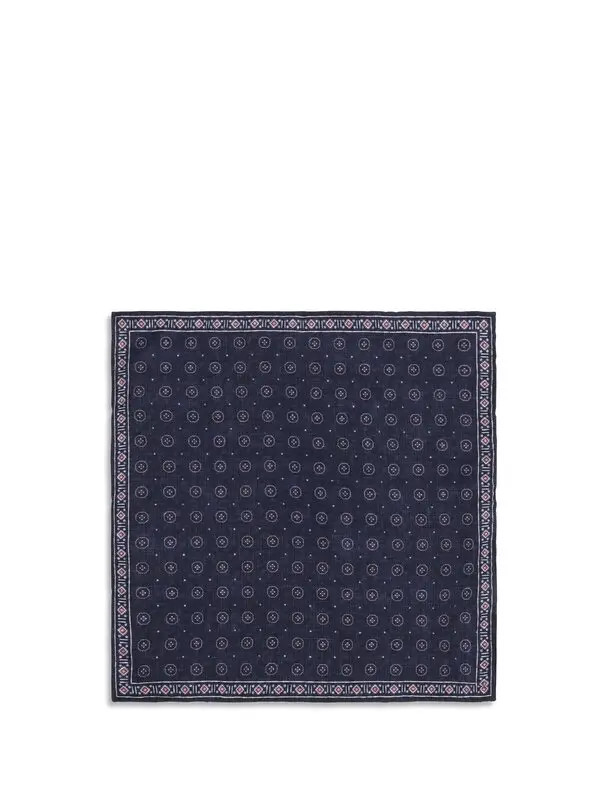 Brunello Cucinelli Ethnic-patterned Silk Pocket Square - Blue