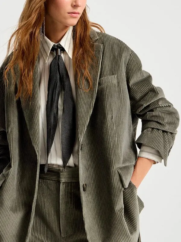 Brunello Cucinelli Corduroy Single-breasted Blazer - Multicolor