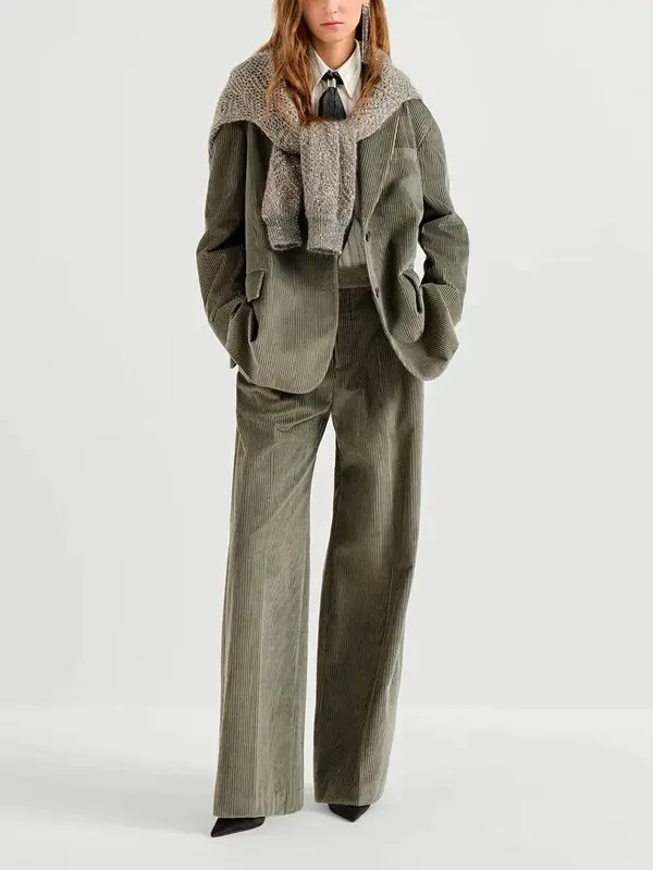 Brunello Cucinelli Corduroy Single-breasted Blazer - Multicolor