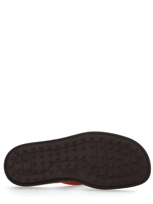TOD'S Logo Calf Leather Flip-flop Sandals - Orange