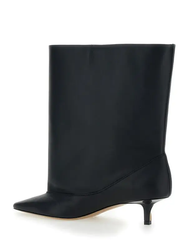 Jacquemus Les Bottes Tourni' Black Ankle Boots With Pointed Toe And Low Stiletto Heel In Leather - Multicolor