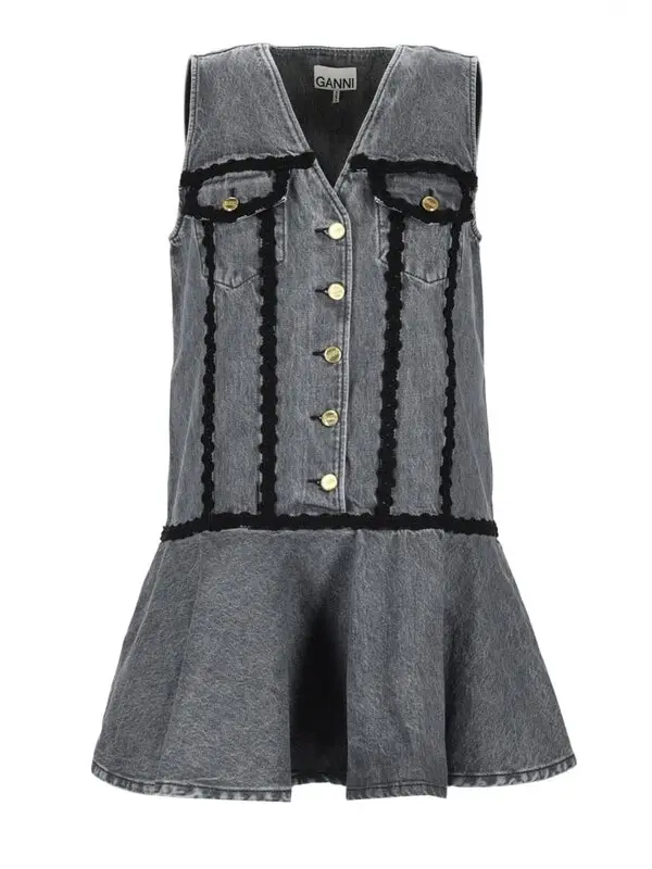 GANNI Cotton Mini Dress - Multicolor