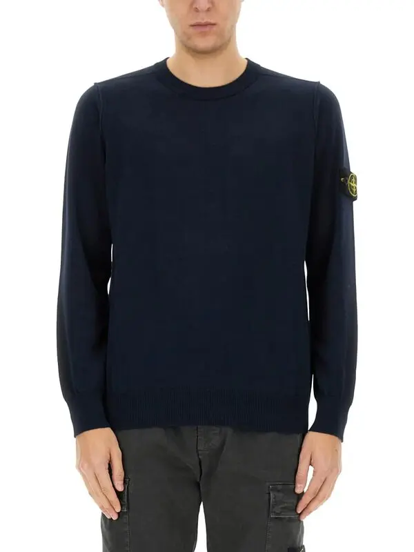 Stone Island Jersey With Logo - Blue