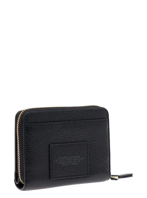 Marc Jacobs Wallet 'the Mini' With Engraved Logo On Front In Black Pebbled Leather For - Multicolor