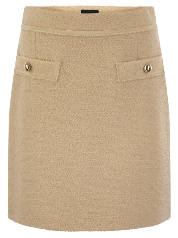 FAY Wool Short Skirt - Cream
