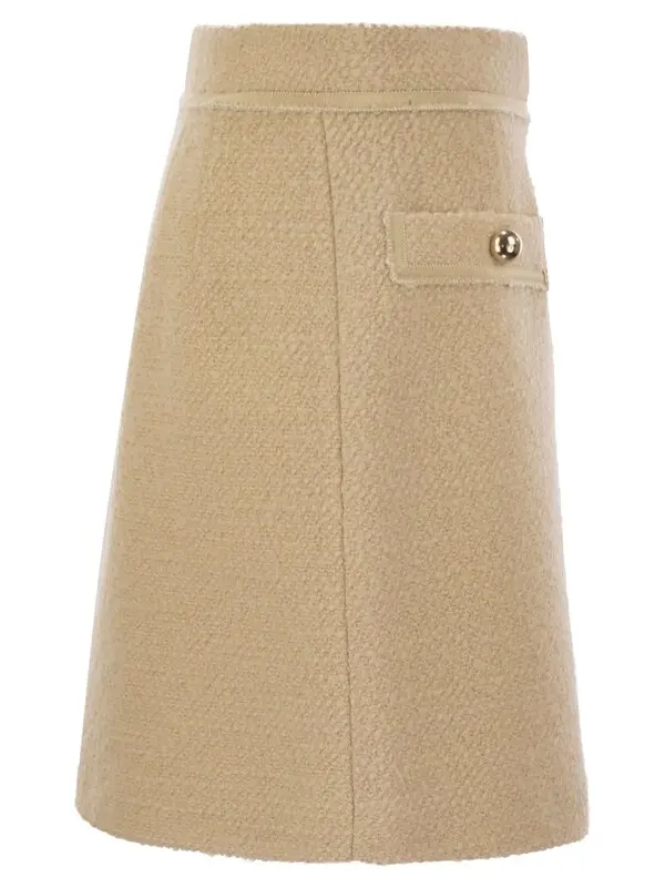 FAY Wool Short Skirt - Cream
