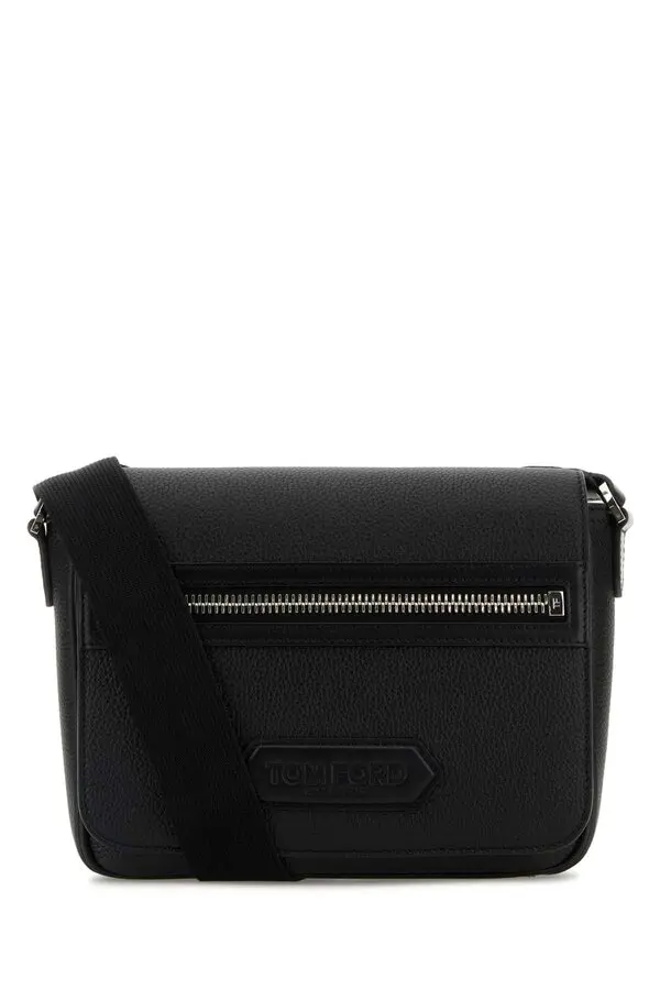 TOM FORD Leather Small Traveller Crossbody Bag - Black