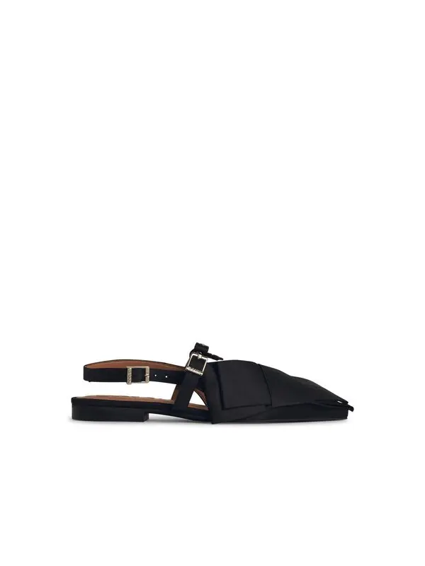 GANNI Polyester Big Bow Ballet Flats - Black