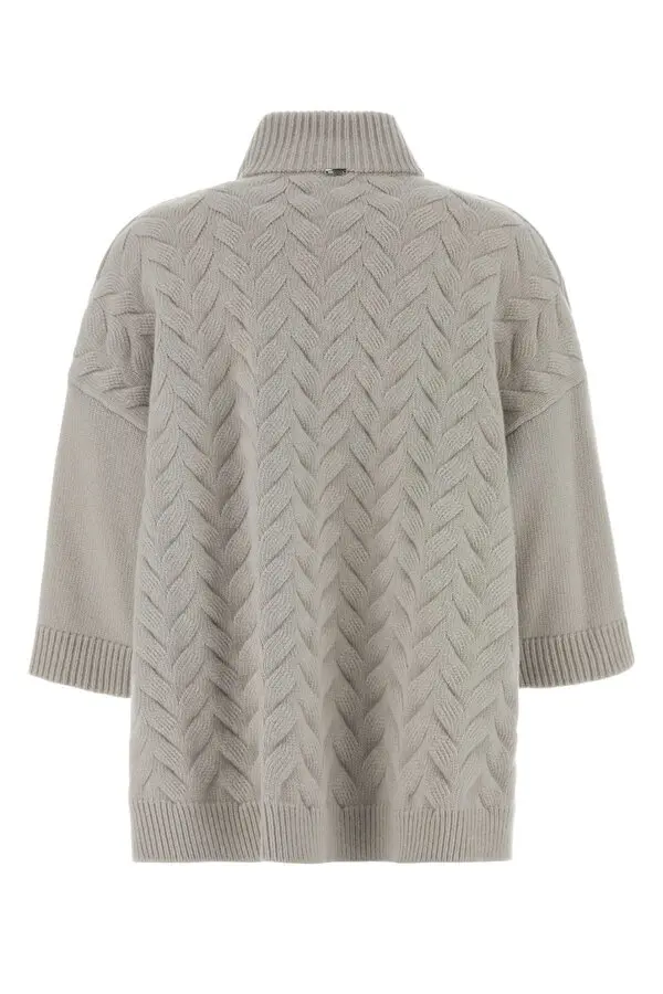 Herno Grey Flannel And Wool Cardigan