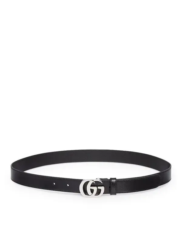 Gucci Gg Marmont Skinny Leather Belt - Black