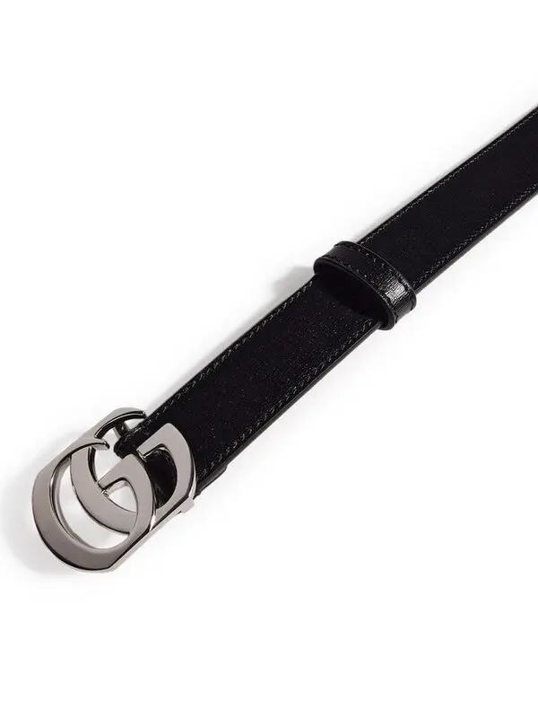 Gucci Gg Marmont Skinny Leather Belt - Black