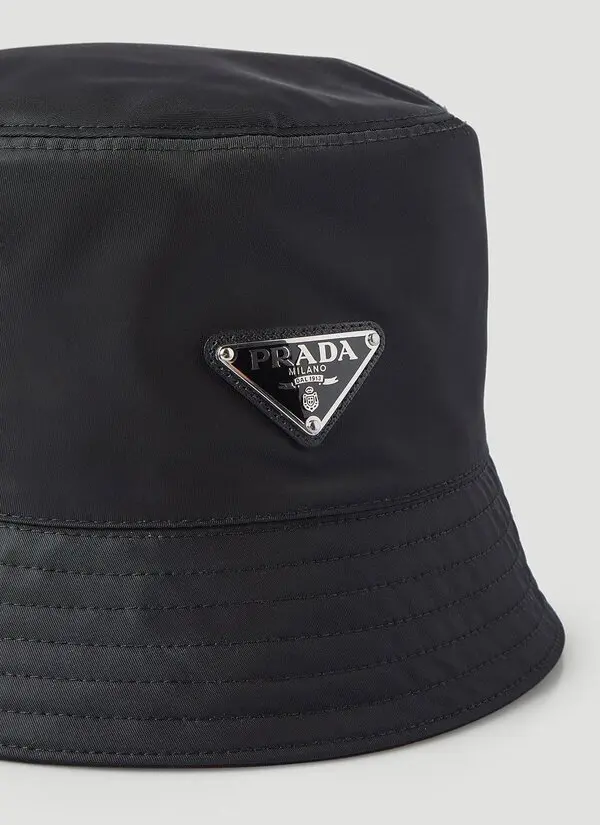 Prada Logo Bucket Hat - Black