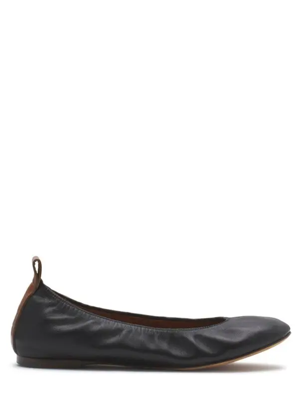 LANVIN Leather Ballerina Flats - Black