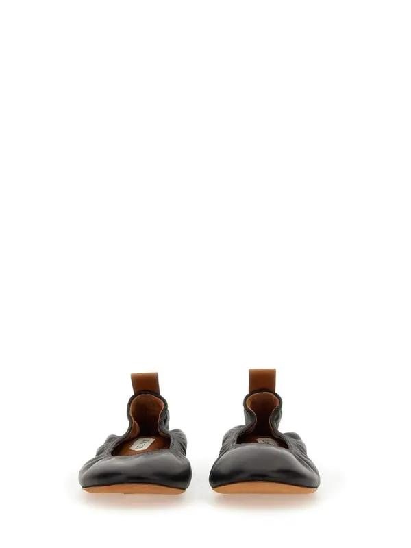 LANVIN Leather Ballerina Flats - Black