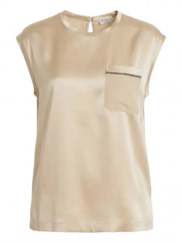 Brunello Cucinelli Stretch Silk Satin Blouse - Multicolor