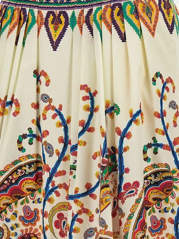 Etro Printed Pleated Cotton Skirt