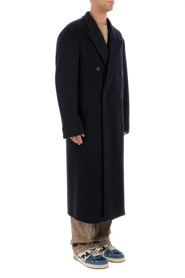 Fendi Navy Wool Blend Coat