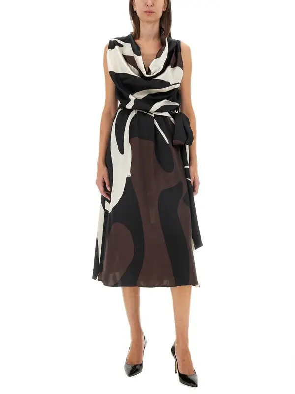 Kiton Printed Silk Dress - Brown