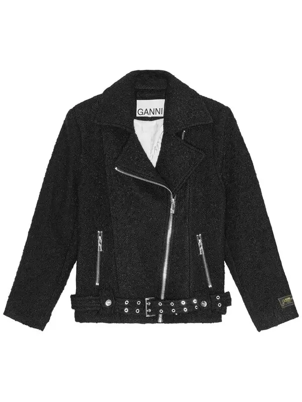 GANNI Boucle Wool Biker Jacket
