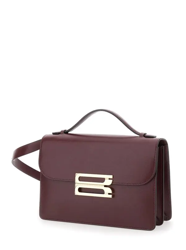Victoria Beckham Dorian' Bordeaux Shoulder Bag With Adjustable And Removable Shoulder Strap And Logo Plaque On The Front In Leather - Multicolor