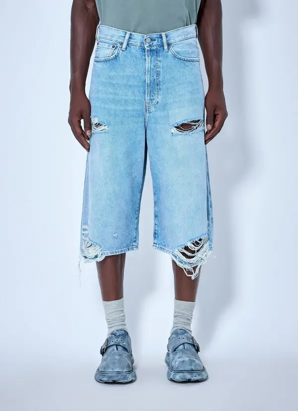 Acne Studios Distressed Denim Shorts - Blue