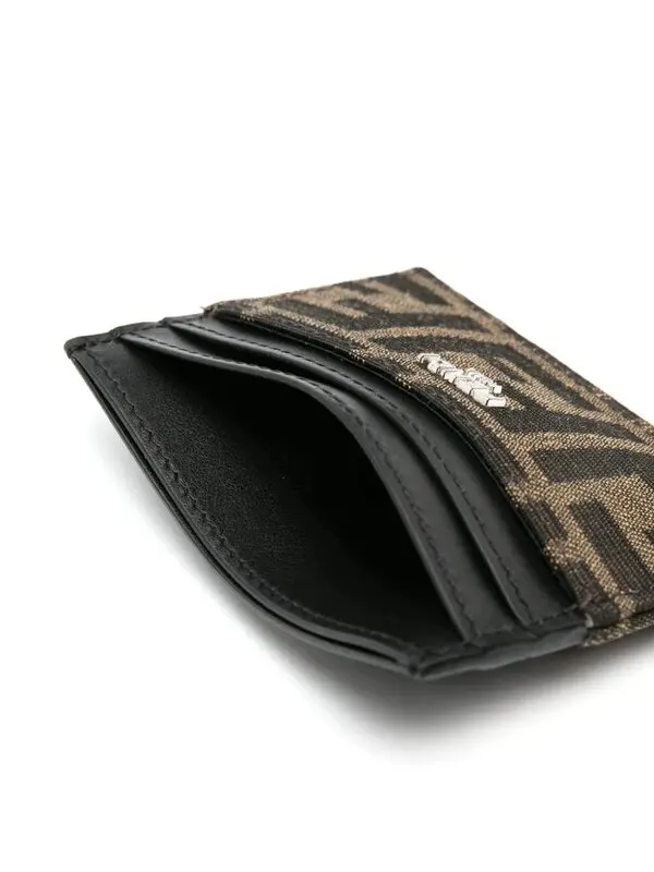 Fendi Ff Jacquard Fabric Card Holder - Brown