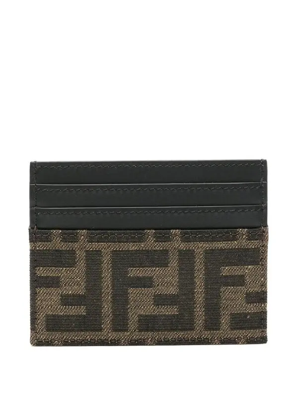 Fendi Ff Jacquard Fabric Card Holder - Brown