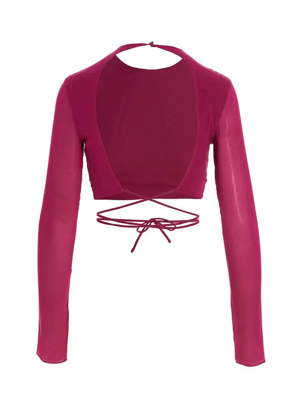 Andamane Cropped Georgette Top - Pink