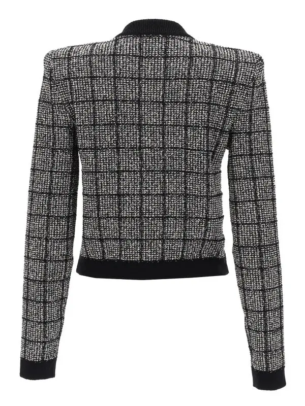 Balmain Check Knit Cardigan