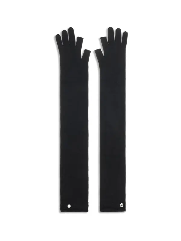 Rick Owens Long Fingerless Wool Gloves - Black