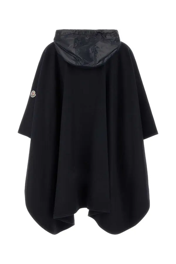 Moncler Navy Wool Blend Poncho