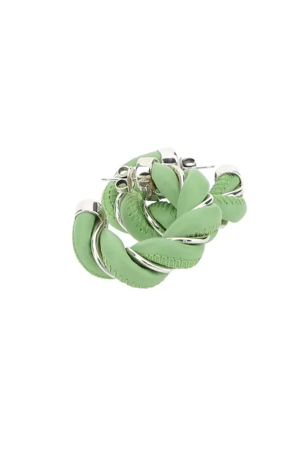 Bottega Veneta Nappa Leather And 925 Silver Earrings - Green