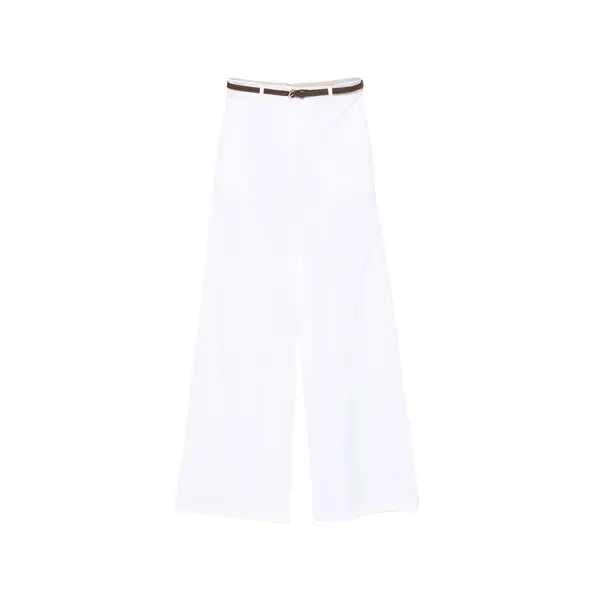 Max Mara Cotton Wide Leg Trousers - White