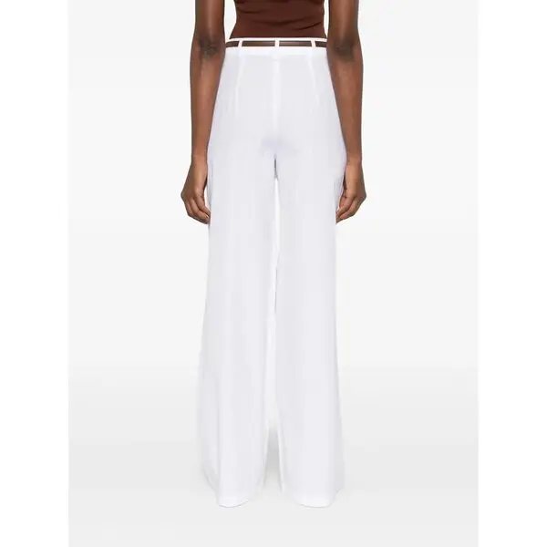 Max Mara Cotton Wide Leg Trousers - White