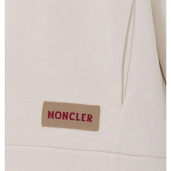 Moncler Logo Zipped Hoodie - Cream