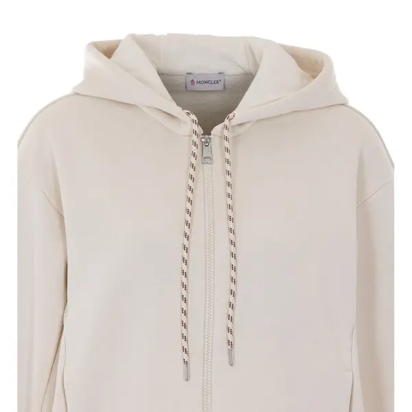 Moncler Logo Zipped Hoodie - Cream