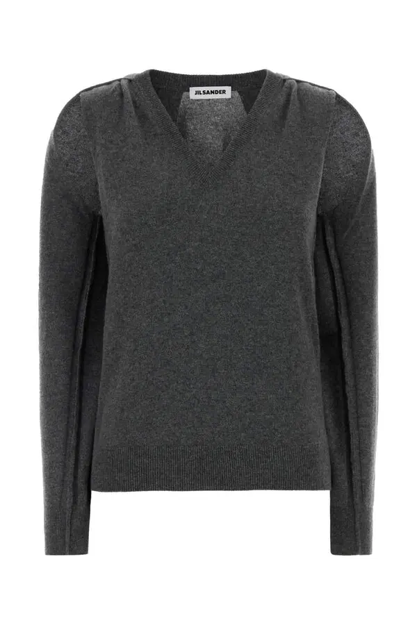 JIL SANDER Dark Grey Cashmere Sweater - Gray
