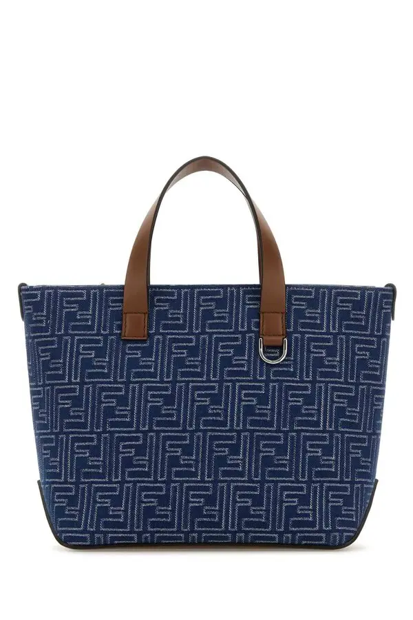 Fendi Embroidered Denim Handbag