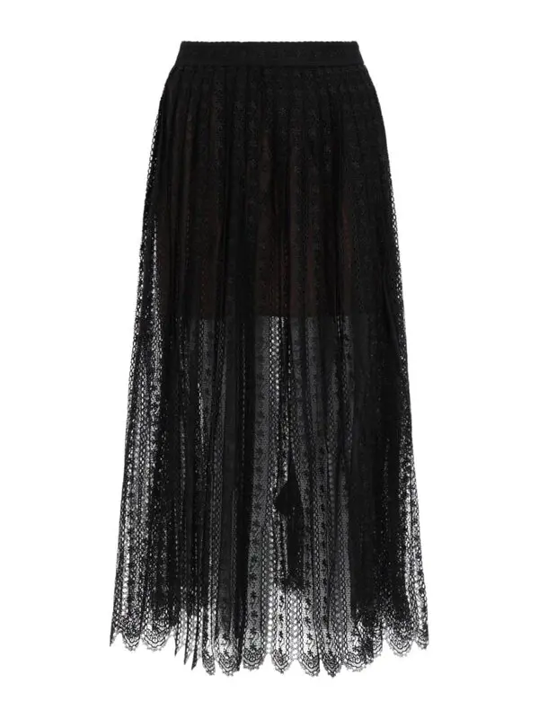 SELF-PORTRAIT Lace Midi Skirt - Black