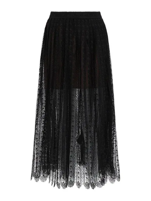 SELF-PORTRAIT Lace Midi Skirt - Black