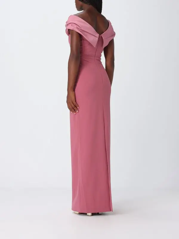 Solace London Adele Off-the-shoulder Draped Satin Long Evening Gown