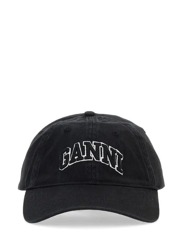 GANNI Canvas Baseball Cap - Black
