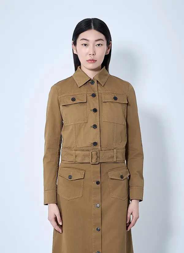 Saint Laurent Cotton Serge Crop Jacket - Brown